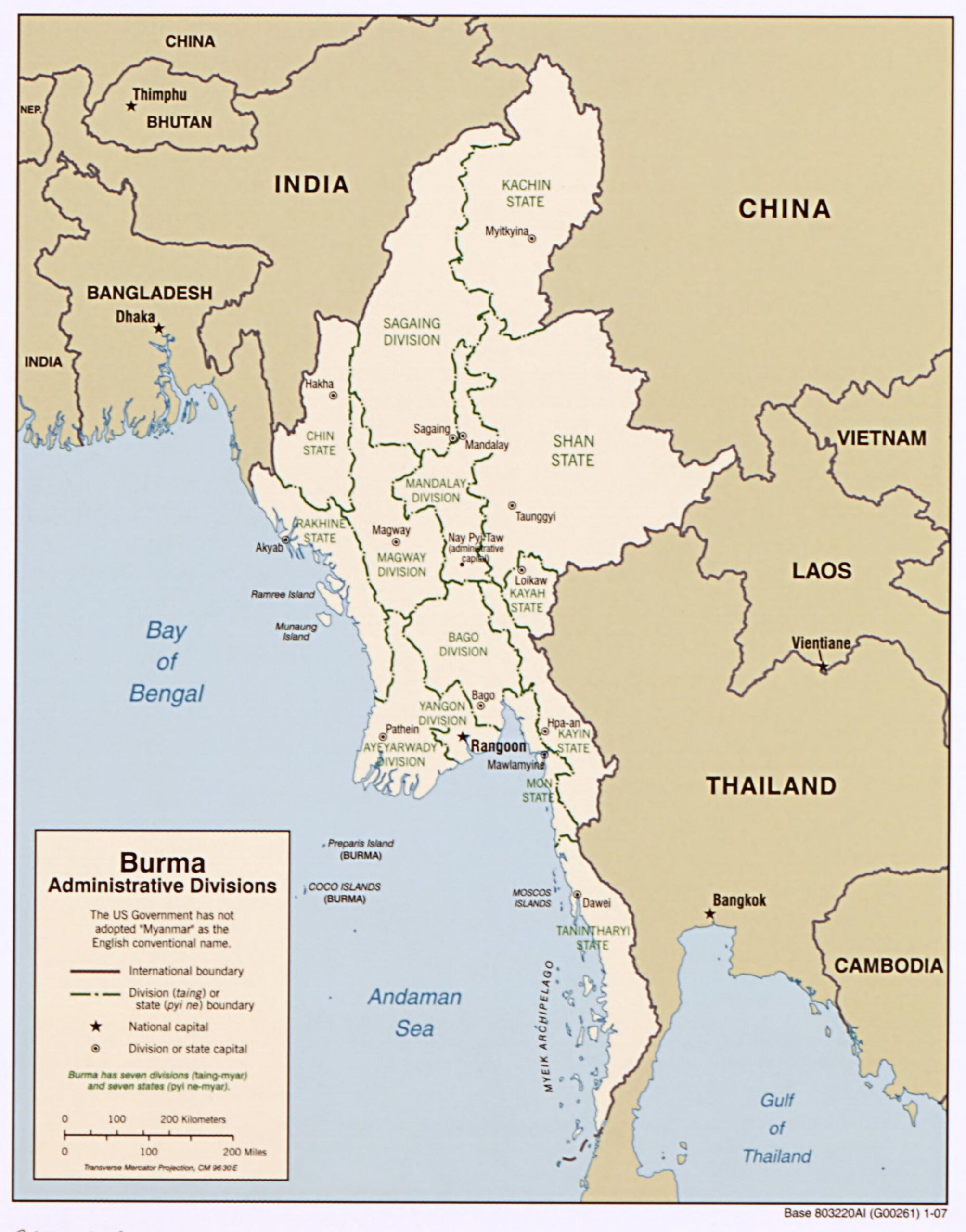 Burma (Myanmar) Political Map – States, Divisions, and Capitals