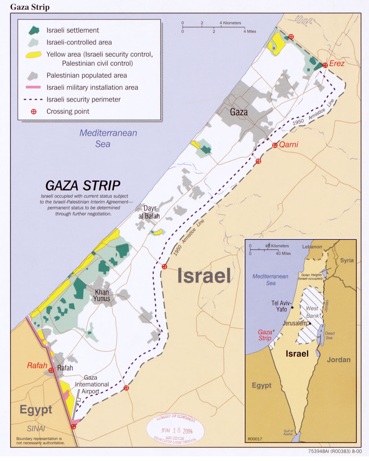 Gaza Strip Political Map – Israel & Palestine Conflict Poster