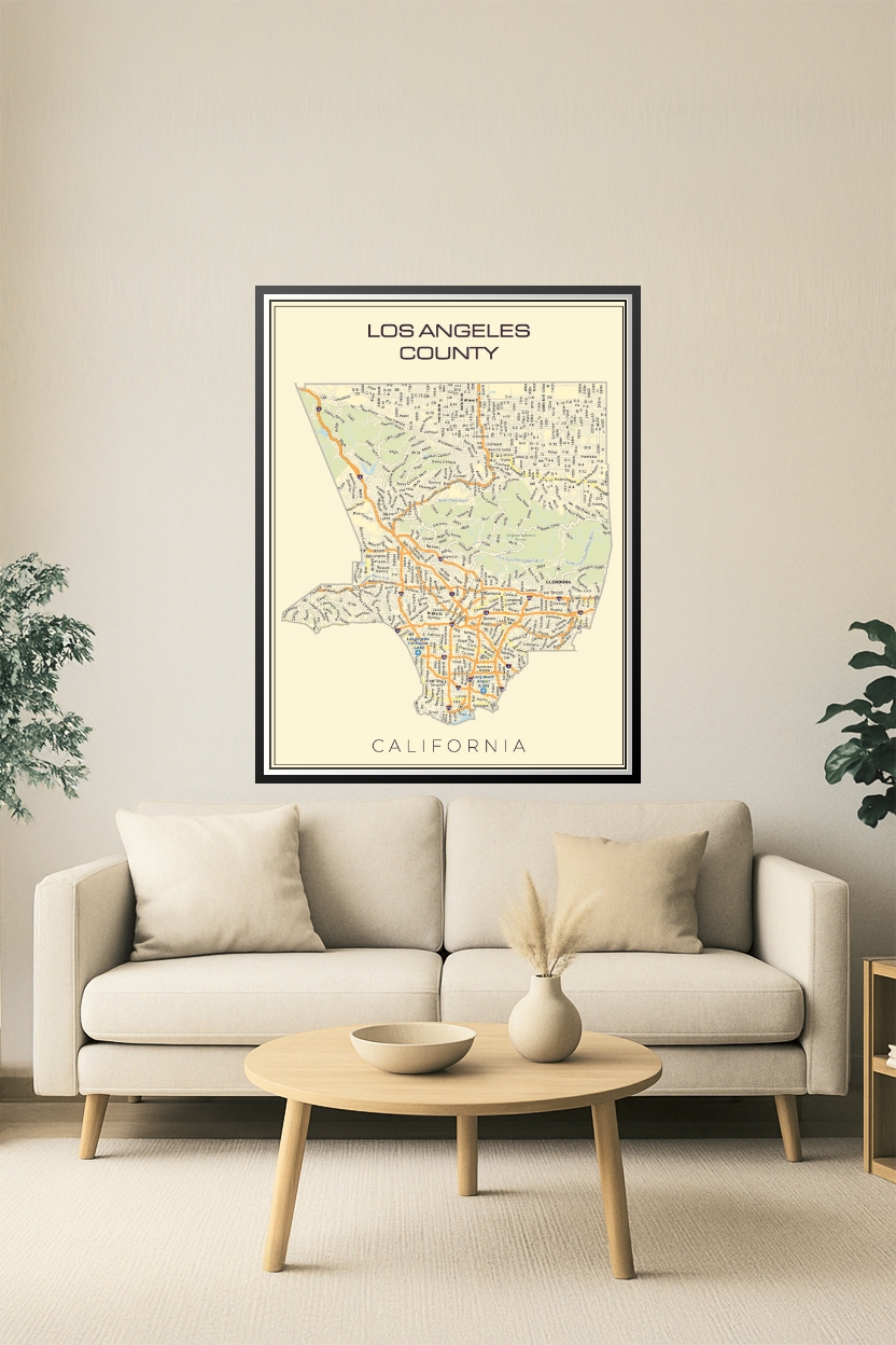 Minimalist Los Angeles County Map Gift