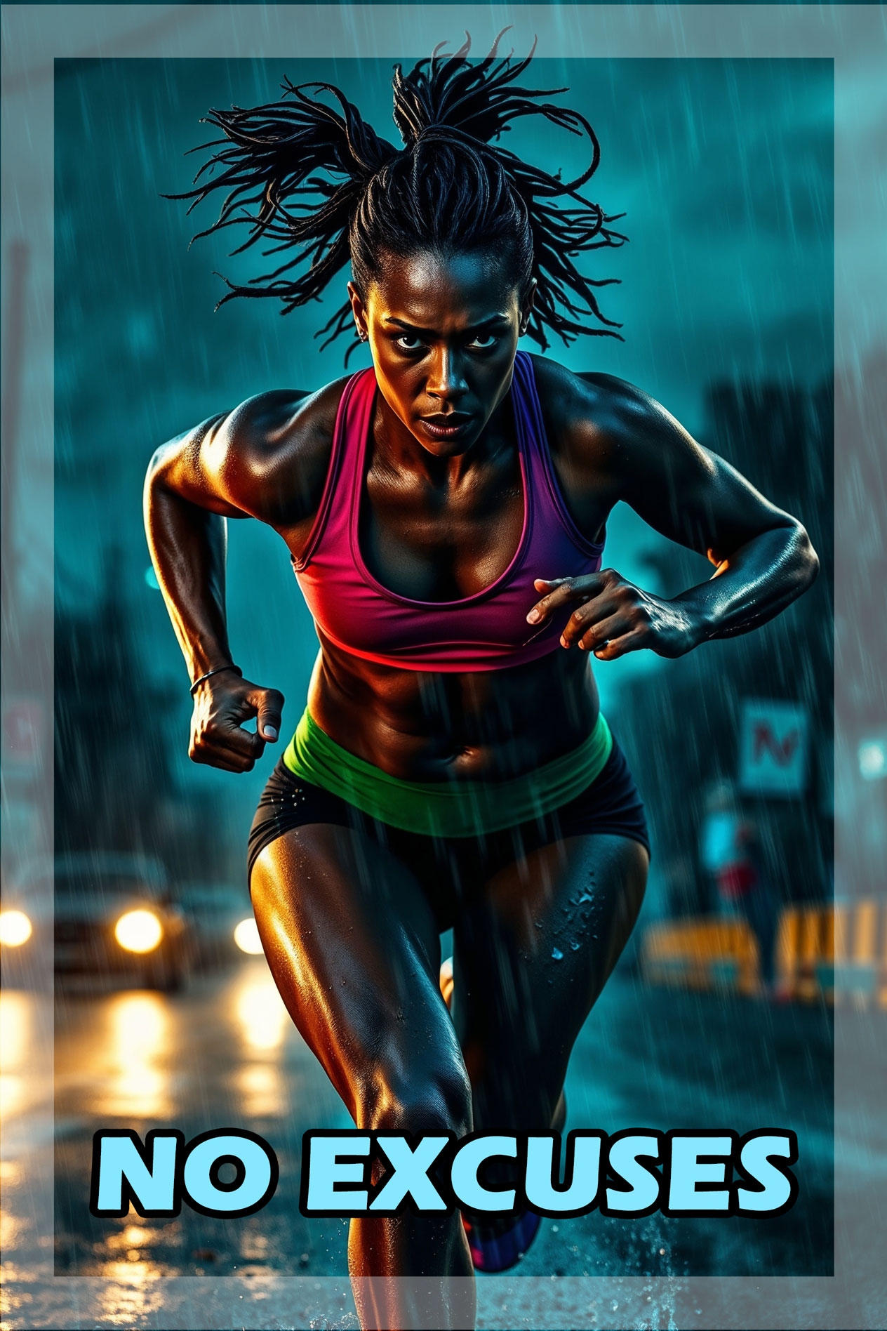 No Excuses Running Motivational Poster – Fitness Quote Wall Art