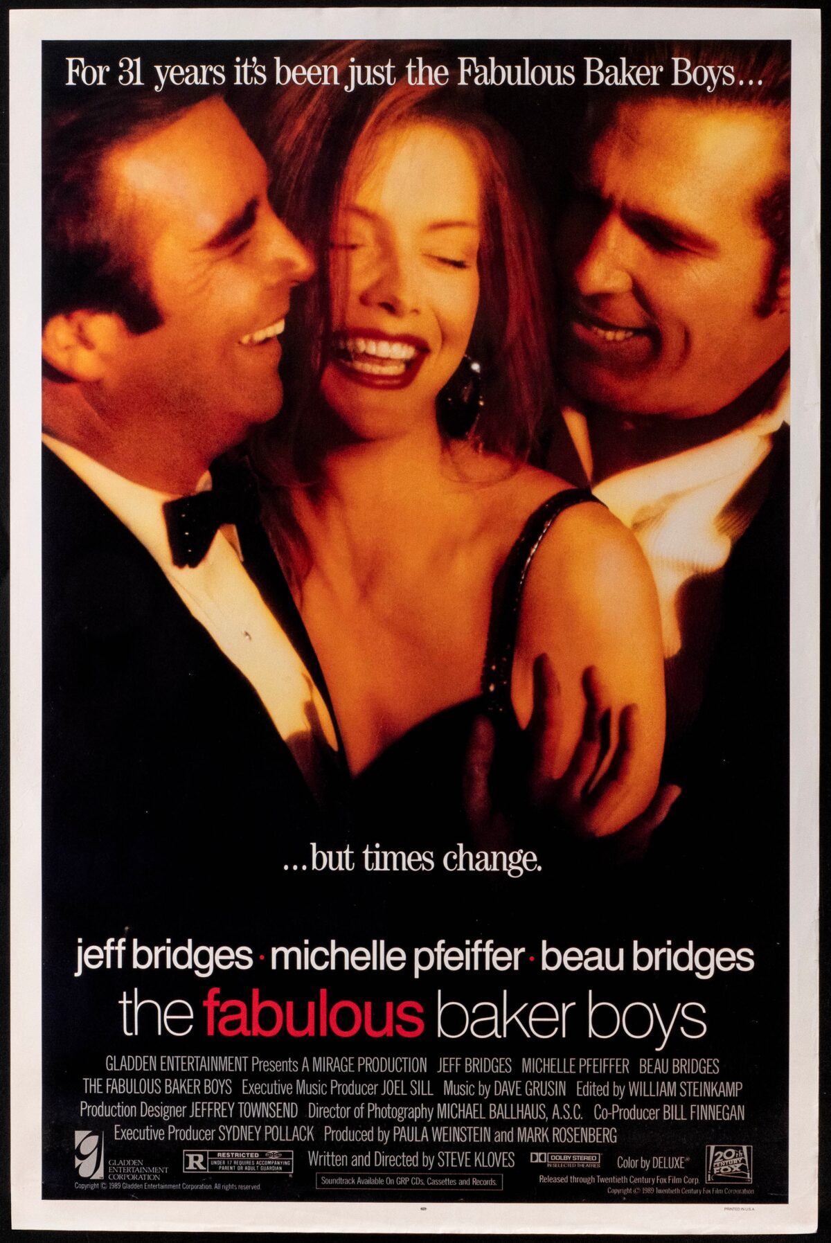 The Fabulous Baker Boys Movie Poster Reproduction | 1989 Classic Wall ...