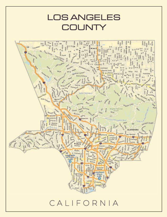 Minimalist Los Angeles County Map Gift